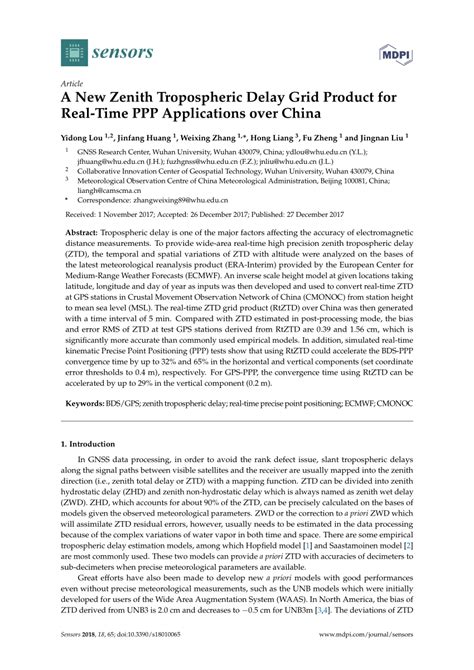 Pdf A New Zenith Tropospheric Delay Grid Product For Real Time Ppp