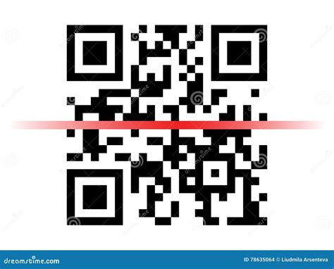 Qr Code Sample With Red Laser Scanner Stock Vector Illustration Of Matrix Symbol 78635064