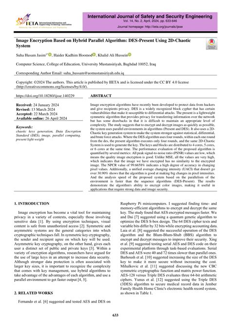 Pdf Image Encryption Based On Hybrid Parallel Algorithm Des Present