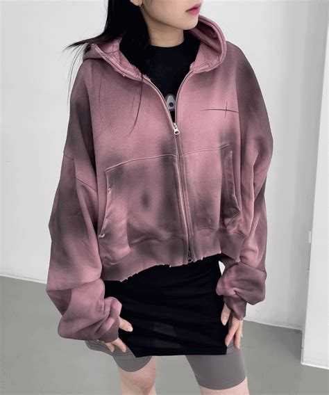 Unisex 스프레이 워싱 후드 집업