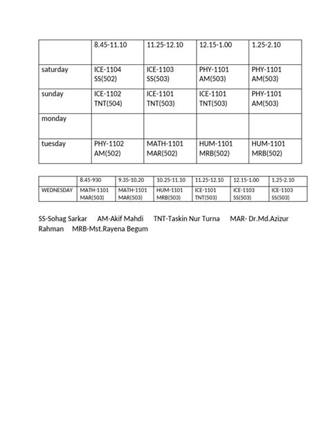 Class Routine Pdf