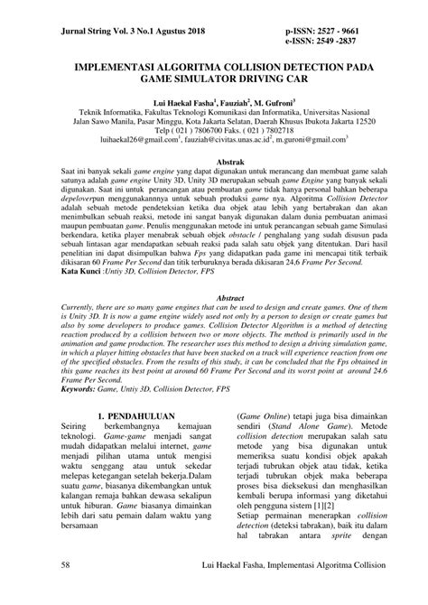 Pdf Implementasi Algoritma Collision Detection Pada Game Simulator