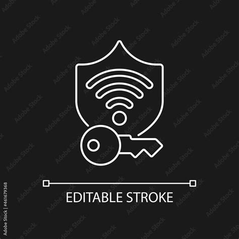 Protected Wifi Password White Linear Icon For Dark Theme Internet Safety Password Management