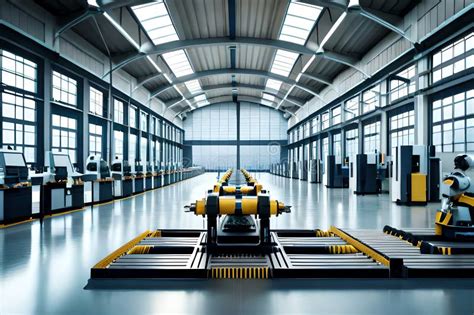 Futuristic Machines In Factory Robots Producing Plastic Parts Photo