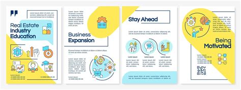 Industry Specific Education Blue And Yellow Brochure Template Leaflet Design With Linear Icons