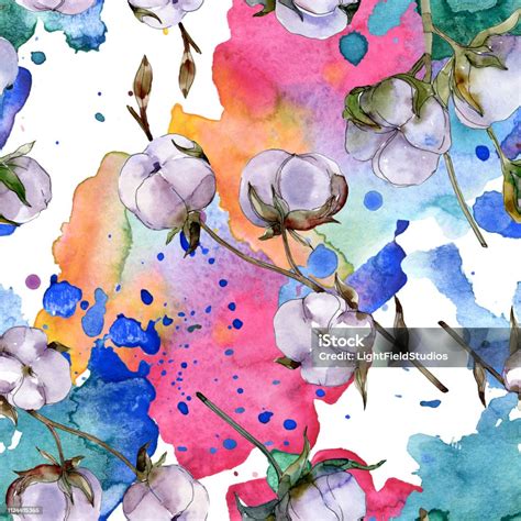 목화 꽃 식물 꽃입니다 야생 봄 잎 플라워 격리입니다 수채화 배경 그림 설정 합니다 수채화 그리기 패션 해당 격리입니다 그리기에 대한 스톡 벡터 아트 및 기타 이미지