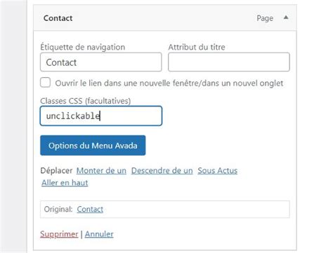 Rendre un élément de menu non cliquable Yes You Web
