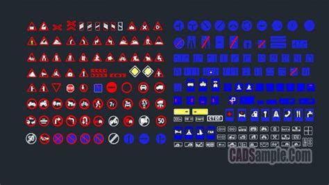 Road Signs Cad Blocks Set 2 Free Dwg Cadsample Com Free Dwg Cad File