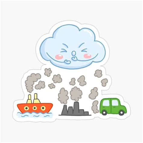 Cute Kawaii Cloud Sticker For Air Pollution Awareness