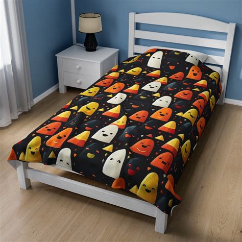 Halloween Candy Corn Blanket Plush Velveteen Fall Decor Etsy