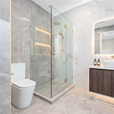 2100x800x800 Brushed Brassgold 10mm Frameless Shower Screen Standard