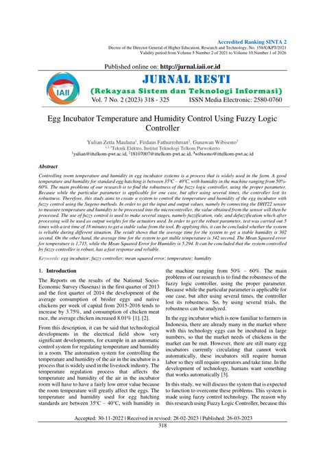pdf egg incubator temperature and humidity control using fuzzy logic