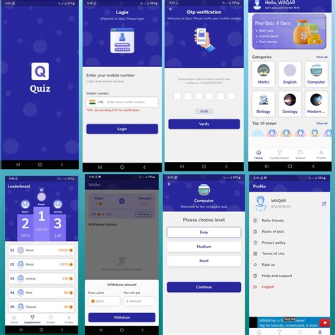 quiz flutter earn app admob ads firebase by fluttercode525 codester