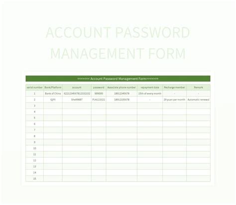 Free Password Manager Templates For Google Sheets And Microsoft Excel Slidesdocs
