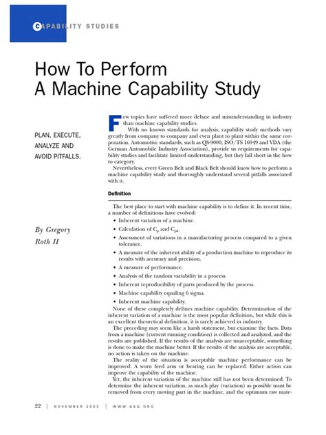 Machine Capability Studies A Seven Step Guide To Planning Executing