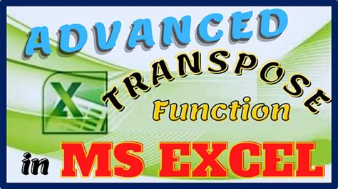 Transpose Function In Excel Ll How To Use Transpose Function In Excel Ll YouTube