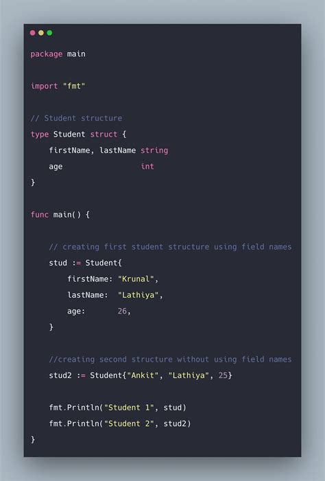 go golang structs tutorial with examples