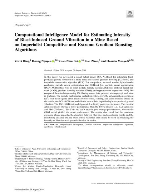 Pdf Computational Intelligence Model For Estimating Intensity Of Blast Induced Ground