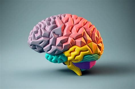 깨끗한 배경에 격리된 인간 두뇌의 3d 모델 Generative Ai 프리미엄 사진