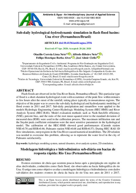 Pdf Sub Daily Hydrological Hydrodynamic Simulation In Flash Flood Basins Una River