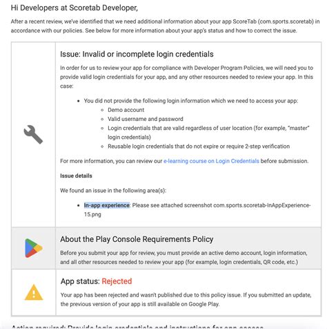 android my app got rejected because below issue in play store stack