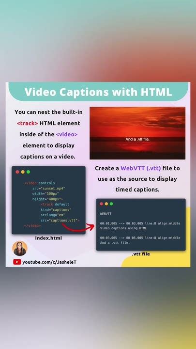 Create Video Captions Using Html Htmltips Html Videocaptions Accessibility Webtech Youtube
