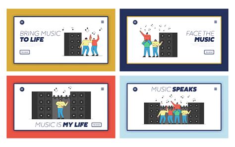 댄스 파티 랜딩 페이지 세트입니다 사람들은 디스코 클럽에서 재미와 춤을 가지고있다 웹 사이트에 대한 배너 의 집합입니다 웹