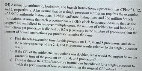 solved q4 assume for arithmetic load store and branch