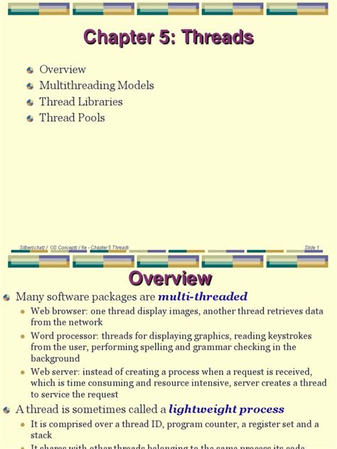 chapter 5 threads multithreading models thread libraries thread pools