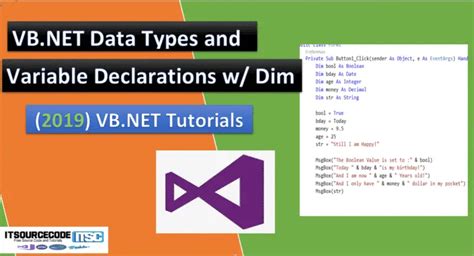 Vbnet Data Types And Variable Declaration With Dim Tutorials