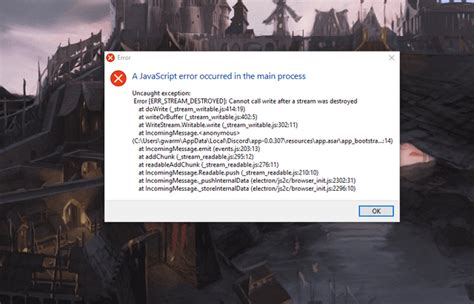 Java Script Error About Discord That Happens When I Open Rocket League