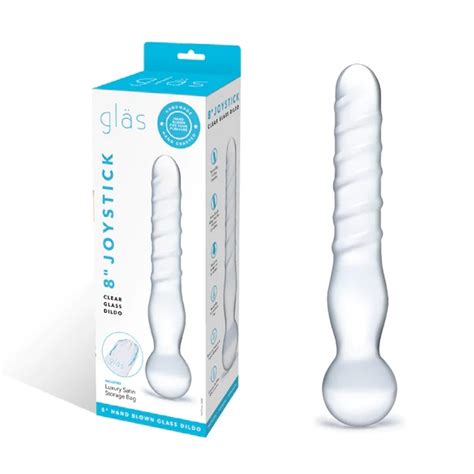 Glas 8 Inch Joystick Clear Glass Dildo Spiral Bulbous Ends