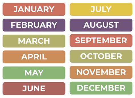 Free Printable Months Of The Year Calendar
