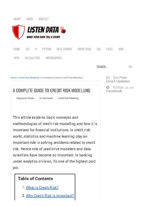 A Complete Guide To Credit Risk Modelling Search Go About Index