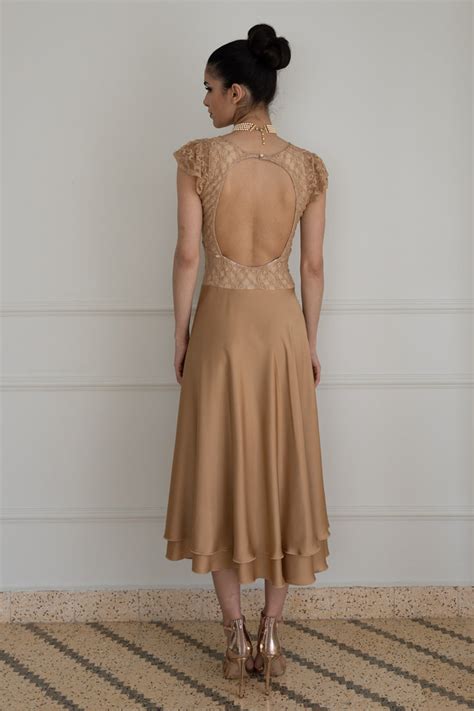 Two Layer Satin And Lace Backless Dress Tango Wedding Dresses Condiva