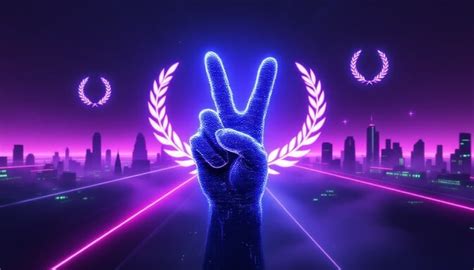 Free Digital Victory Crown Image Laurel Cyberpunk Neon Download