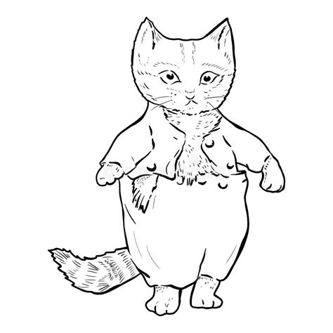 Tom Kitten Line Art Illustration Beatrix Potter Characters Stock