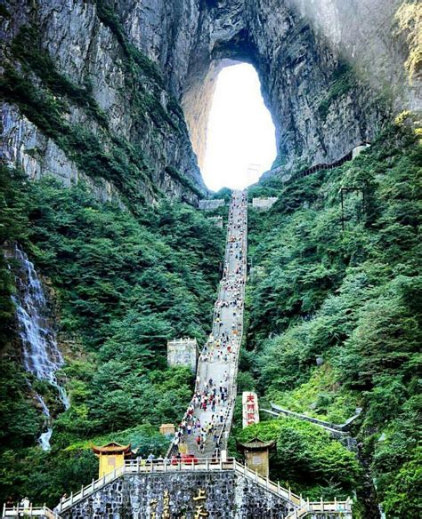 Tianmen Mountain Cave In China Nicknamed Heavens Gate For The