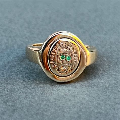 Signet Ring Memento Mori Style Skull Emerald For Sale At 1stdibs