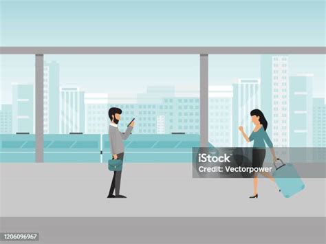 기차역 벡터 그림에 있는 사람들 승객 지하철 트램 현대 도시 대중 교통 플랫폼에서 기차를 기다리는 남성과 여성 관광에 대한 스톡 벡터 아트 및 기타 이미지 Istock