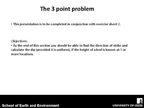 Exercise Set The Point Problem To