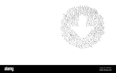 3d Rendering Of Nails In Shape Of Symbol Of Close Down Rounded Arrow In Circle With Shadows