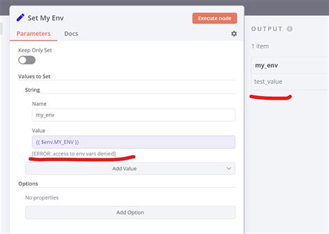 no access to env questions n8n