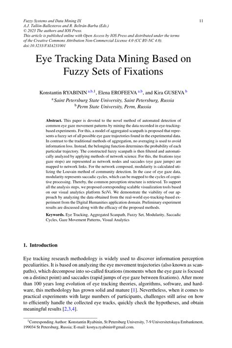 Pdf Eye Tracking Data Mining Based On Fuzzy Sets Of Fixations