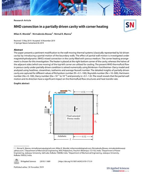 Pdf Mhd Convection In A Partially Driven Cavity With Corner Heating