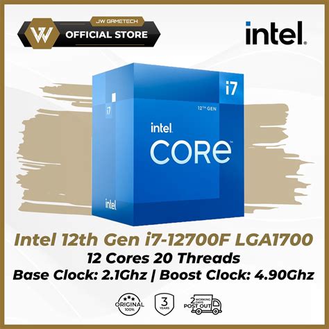Intel 12th Gen I7 12700f Lga1700 Processor 12 Cores 20 Threads Base