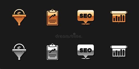 Set Lead Management Clipboard With Graph Chart SEO Optimization And Board Icon Vector Stock