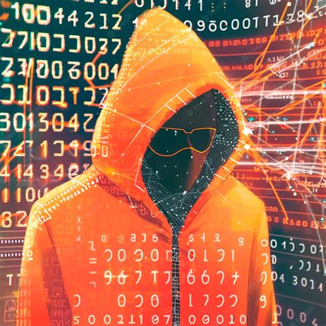 Premium Photo Hacker In An Orange Hood Genius Of The Computer World
