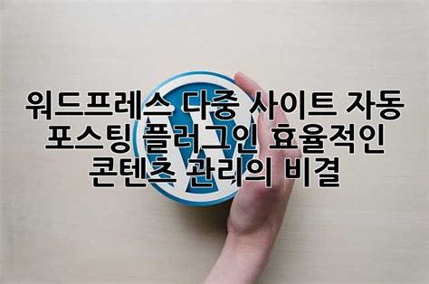 워드프레스 다중 사이트 자동 포스팅 플러그인 효율적인 콘텐츠 관리의 비결