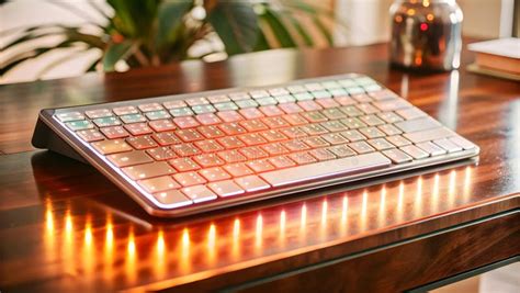 Flat Holographic Keyboard On Floating Surface Concept As A Futuristic